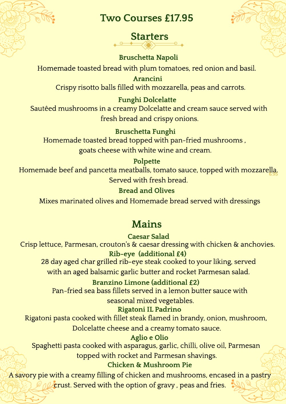 Lunch Menu - King William